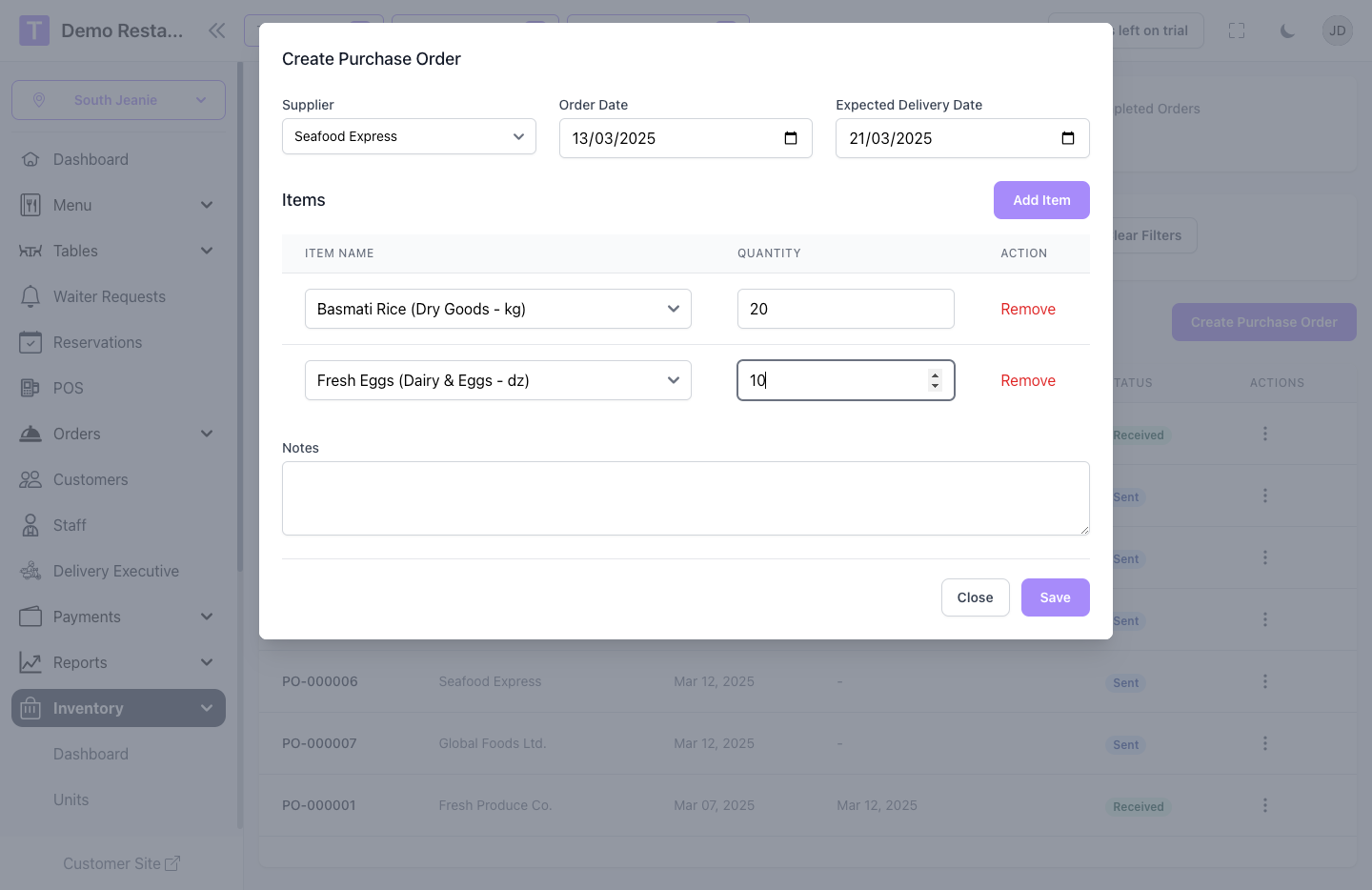 Inventory Module for Tabletrack by ajay138 | CodeCanyon